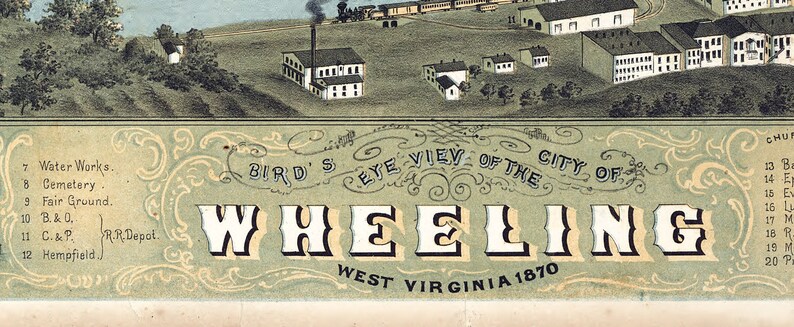 1870 Panoramic Map of Wheeling West Virginia - Etsy