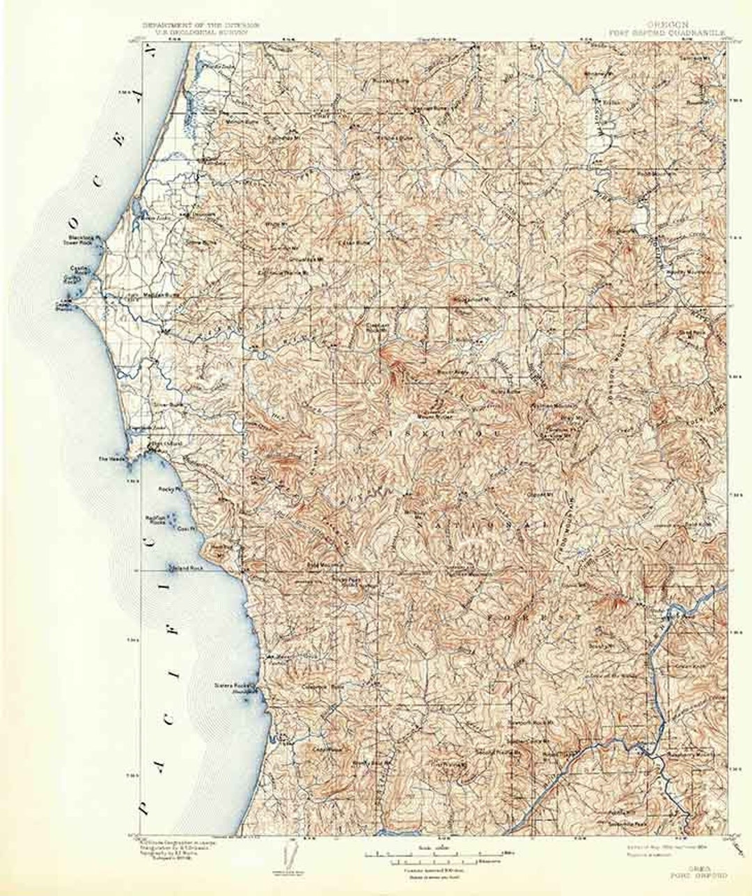 1903 Topo Map of Port Orford Oregon - Etsy