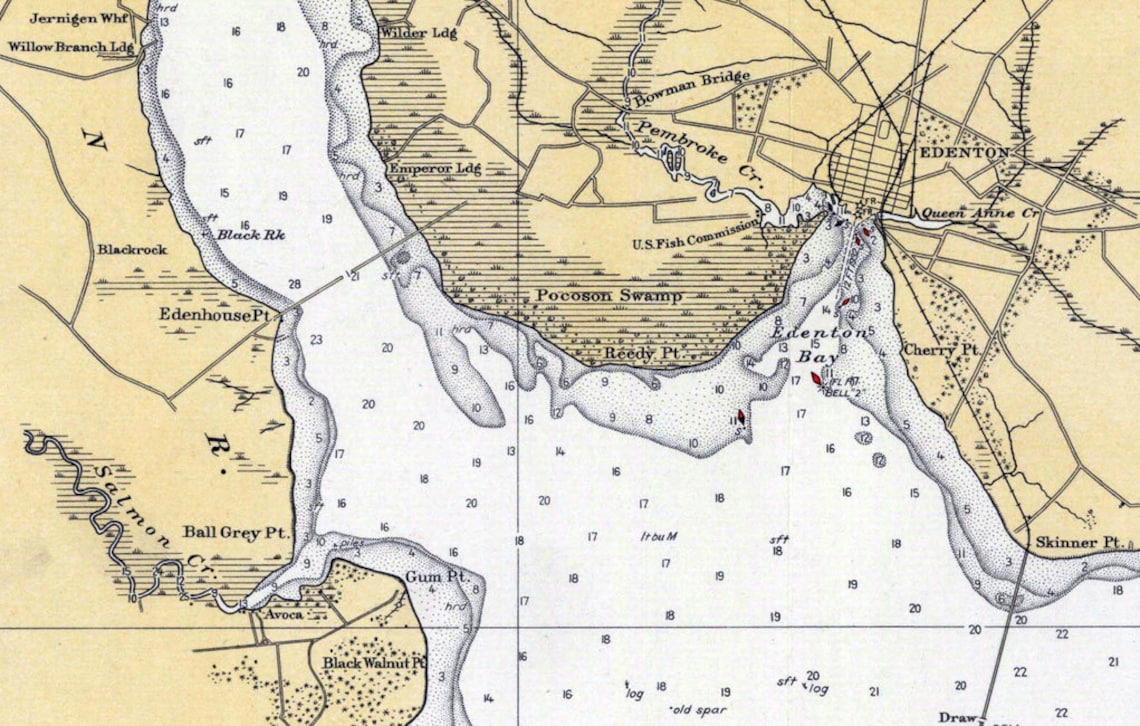 1933 Nautical Map of Albemarle Sound North Carolina - Etsy