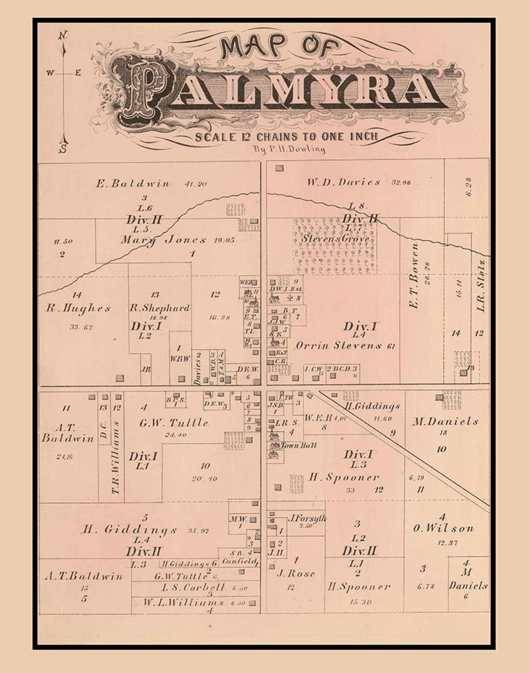 1874 Map of Palmyra Portage County Ohio - Etsy