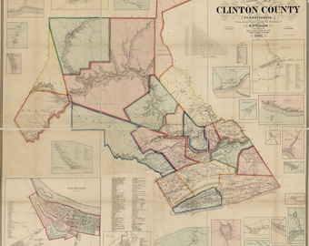 1874 Map of Centre County Pennsylvania - Etsy