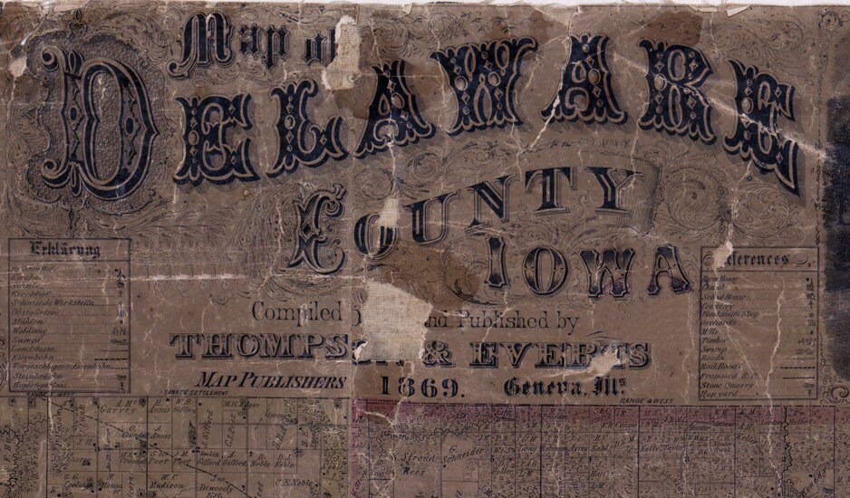 1869 Map of Delaware County Iowa | Etsy