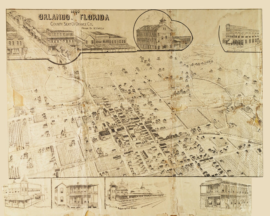 1890 Panoramic Map of Orlando Florida - Etsy