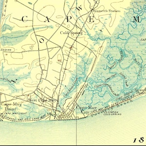 1888 Map of Cape May New Jersey - Etsy