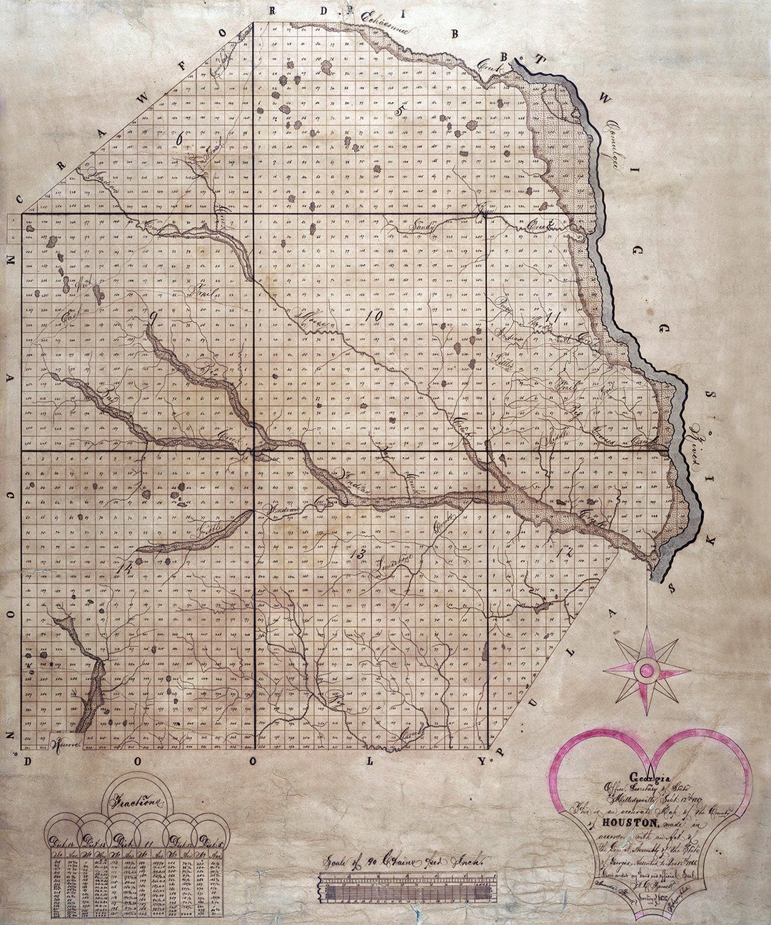 1867 Map of Houston County Georgia - Etsy