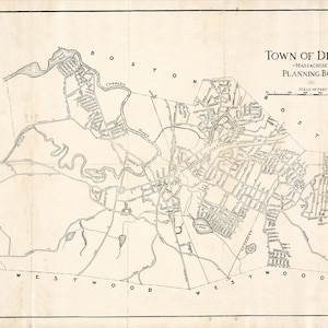 1880 Town Map of Dedham Norfolk County Massachusetts - Etsy