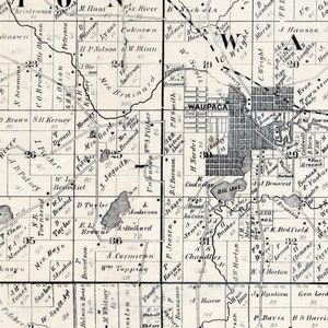 1874 Map of Waupaca County Wisconsin - Etsy