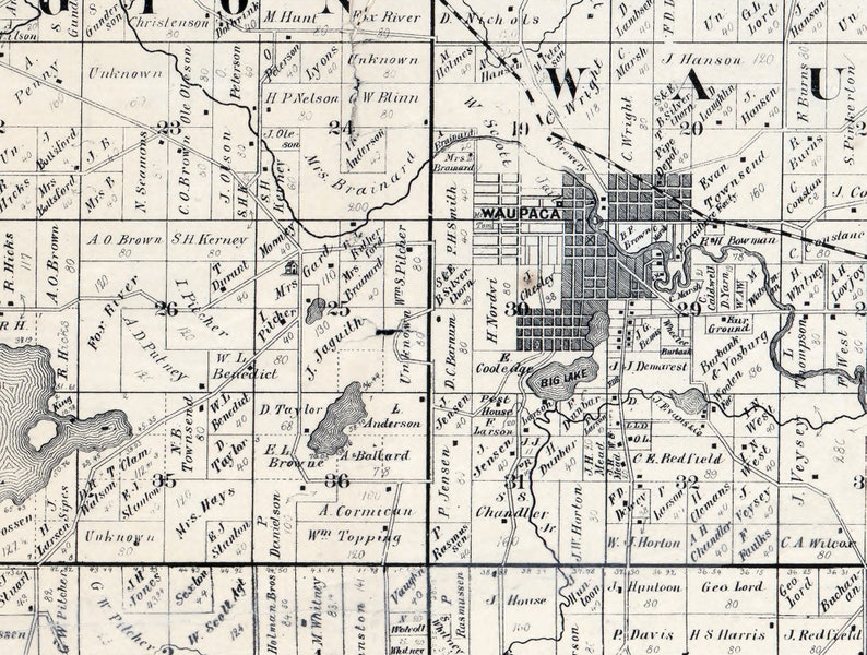 1874 Map of Waupaca County Wisconsin - Etsy