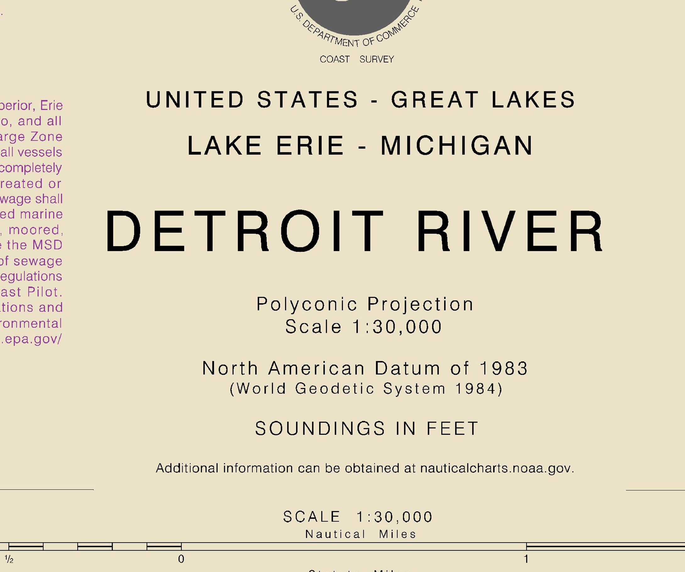 2018 Nautical Chart of Detroit River - Etsy