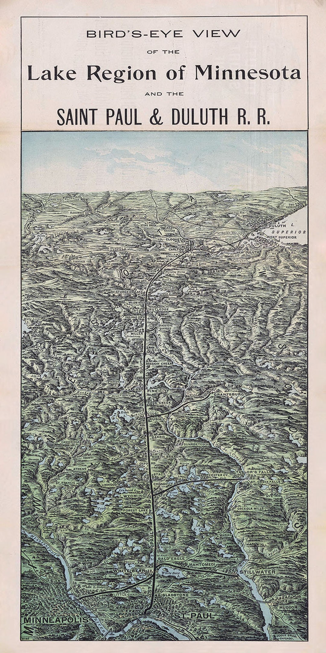 1896 Map of the Lake Region of Minnesota and the Saint Paul & Duluth ...