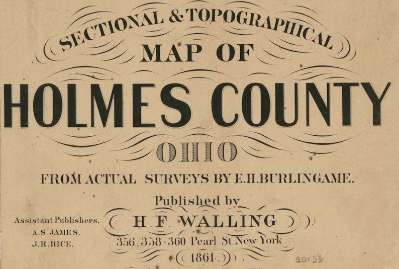 1861 Farm Line Map of Holmes County Ohio Millersburg - Etsy