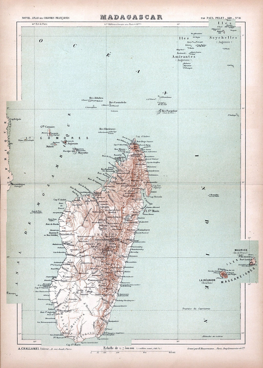 1889 Map of Madagascar - Etsy