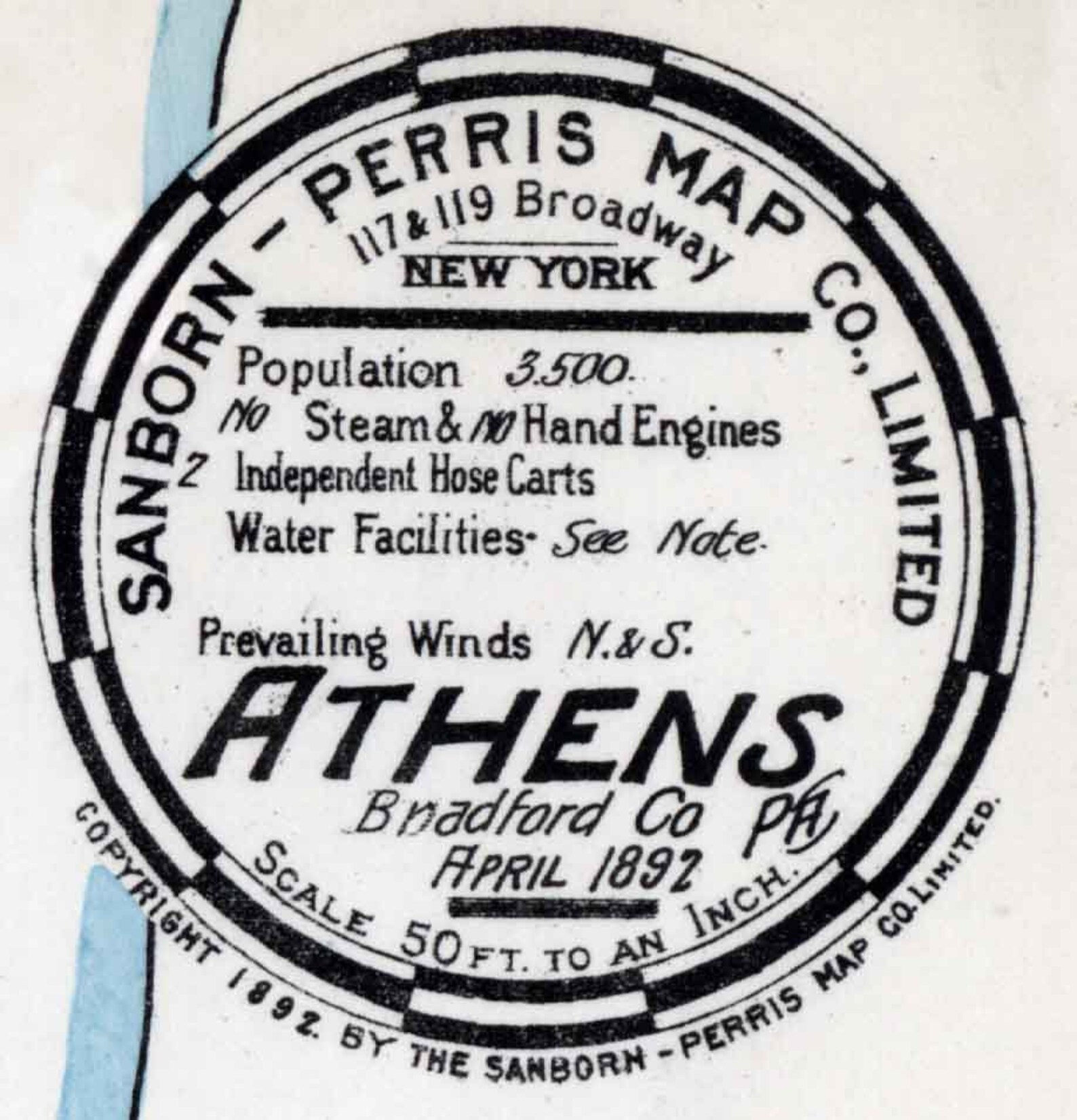 1892 Sanborn Map of Athens Bradford County Pennsylvania - Etsy