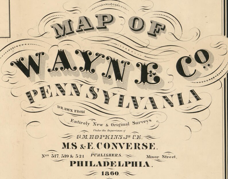 1860 Map of Wayne County Pa Honesdale Hawley Roll Map - Etsy