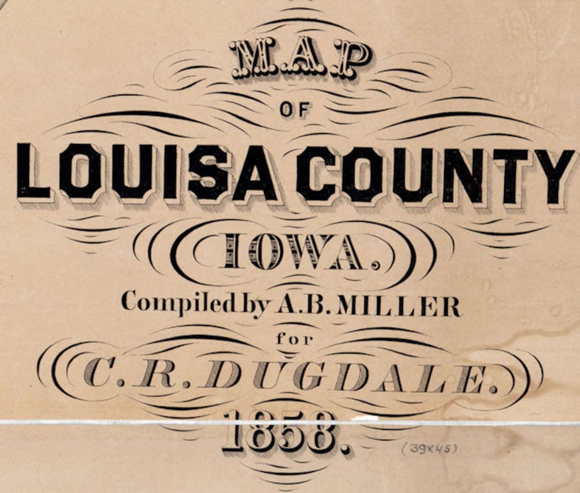 1858 Map of Louisa County Iowa Burris | Etsy