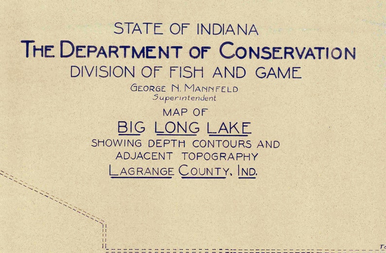 1925 Map of Big Long Lake Lagrange County Indiana - Etsy