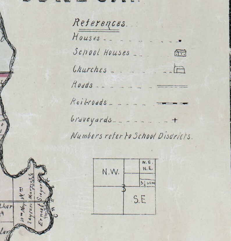 1891 Farm Line Map of Edwards County Illinois Albion - Etsy
