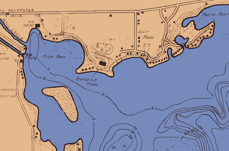 1924 Map of Lake Manitou Fulton County Indiana - Etsy