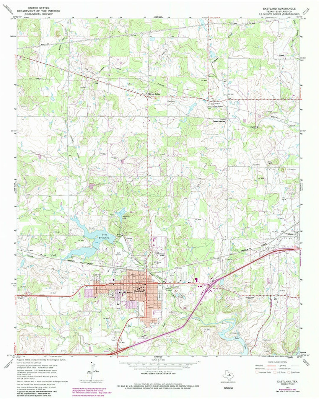 1966 Topo Map of Eastland Texas - Etsy