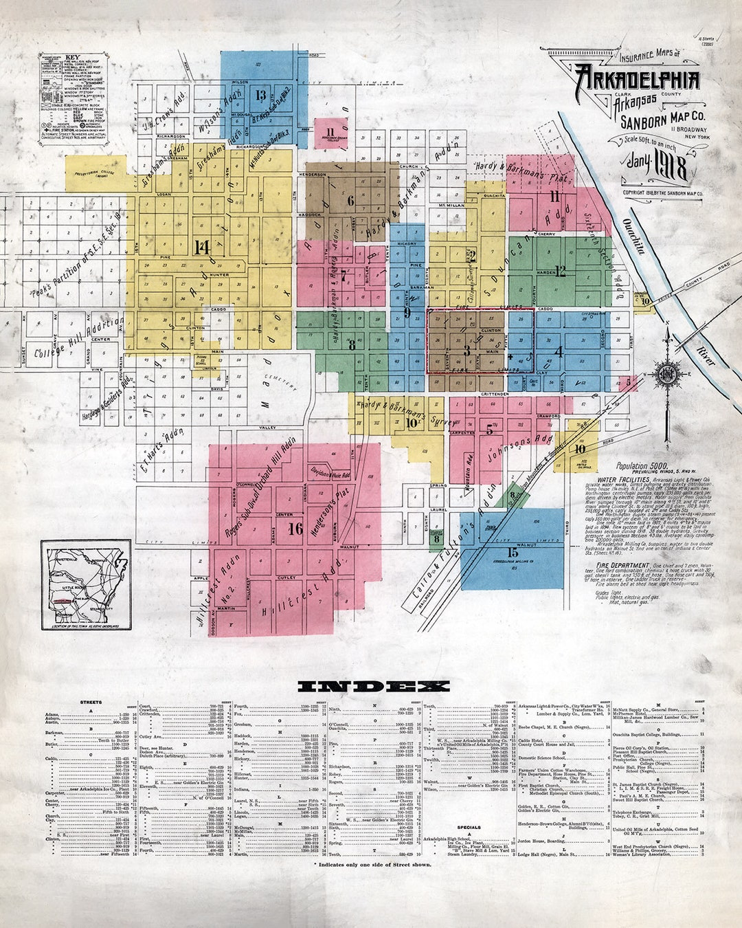 1918 Map of Arkadelphia Clark County Arkansas - Etsy