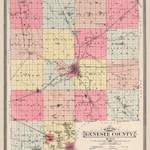 1899 Map of Genesee County Michigan - Etsy
