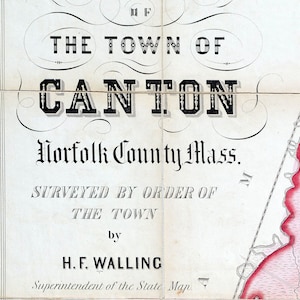 1855 Town Map of Canton Norfolk County Massachusetts - Etsy
