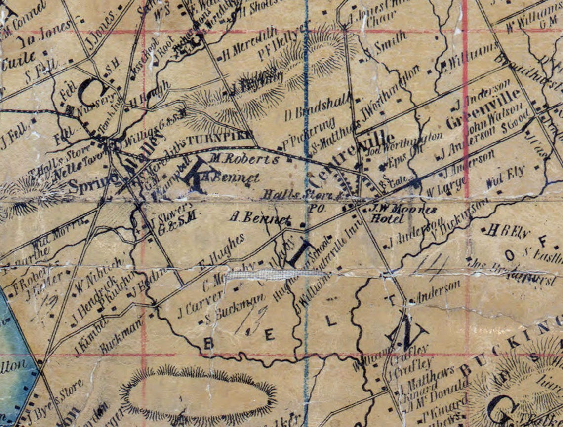 1850 Map of Buckingham Township Bucks County Pennsylvania - Etsy