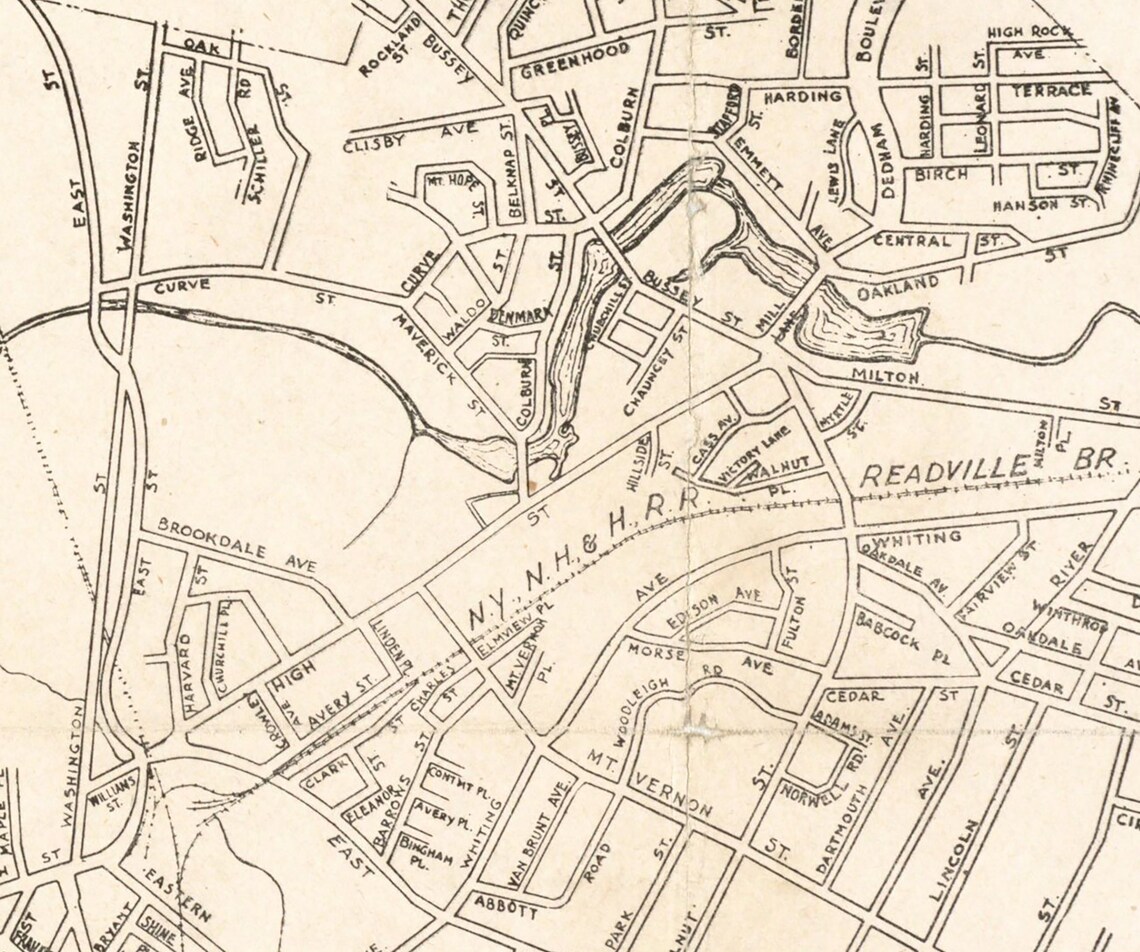 1880 Town Map of Dedham Norfolk County Massachusetts | Etsy