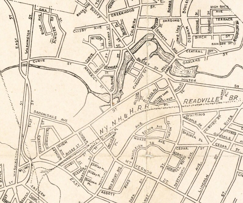 1880 Town Map of Dedham Norfolk County Massachusetts | Etsy