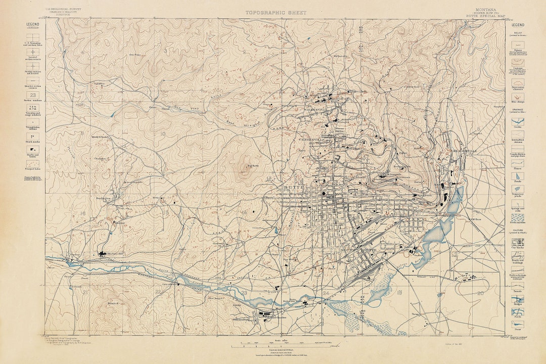 1897 Topo Map of Butte Silver Bow County Montana - Etsy
