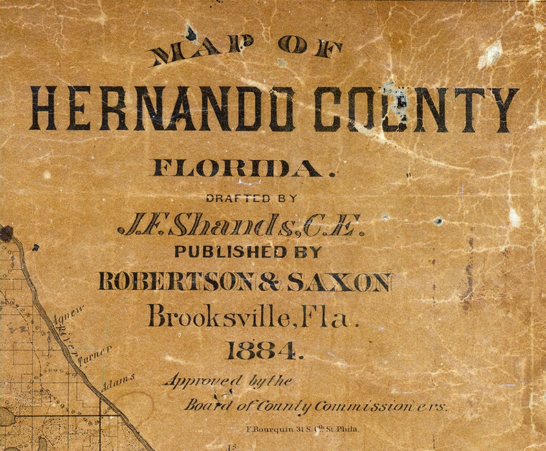 1884 Map of Hernando County Florida - Etsy