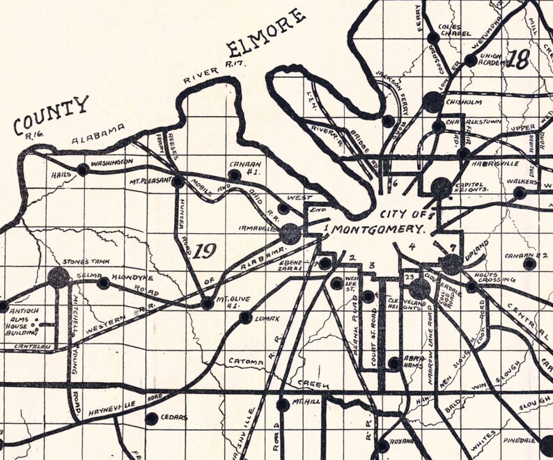 1918 Map of Montgomery County Alabama - Etsy