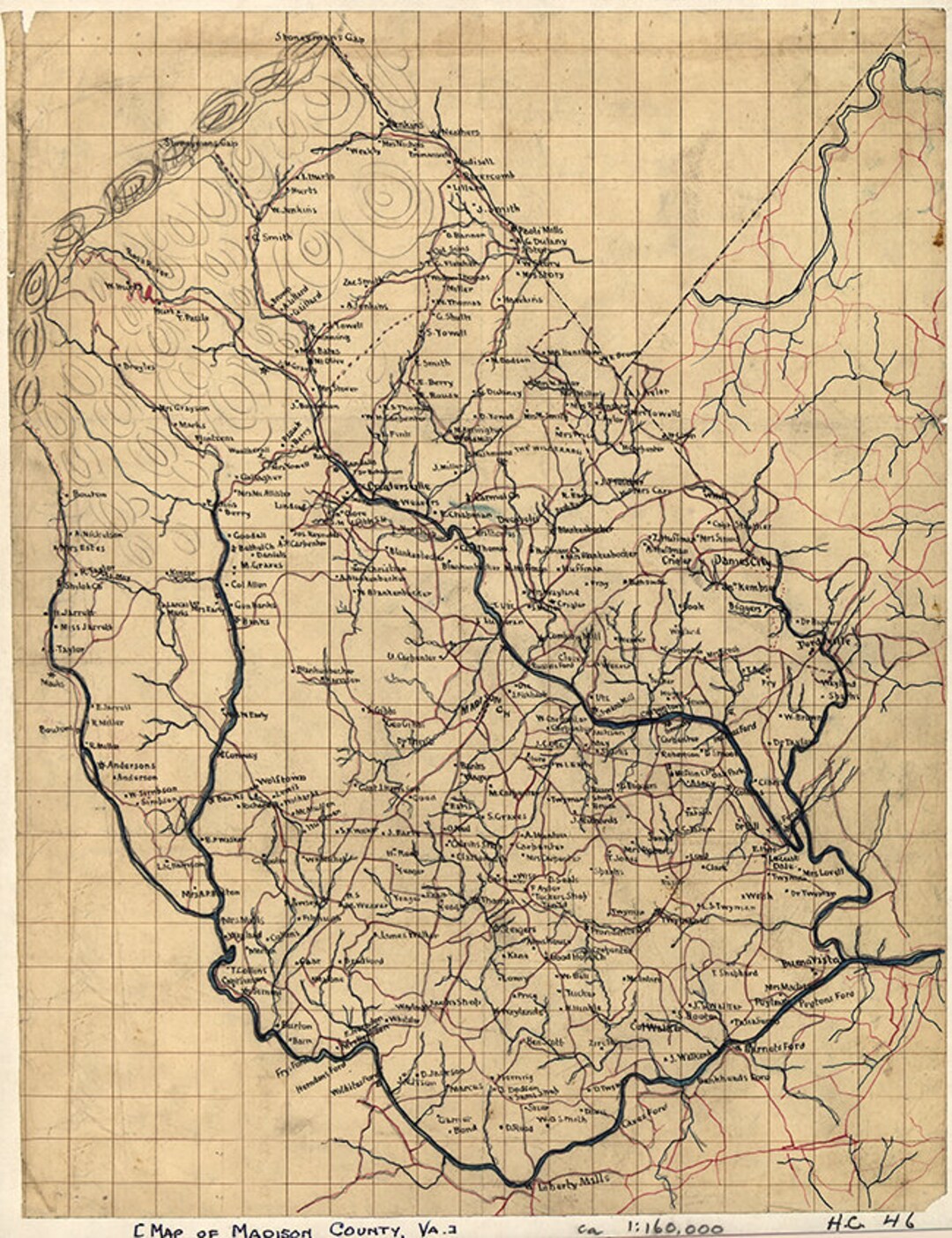 1860 Map of Madison County Virginia - Etsy