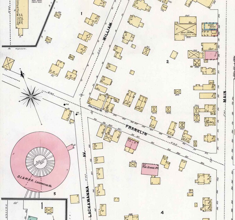 1897 Town Map of Hallstead Susquehanna County Pennsylvania - Etsy