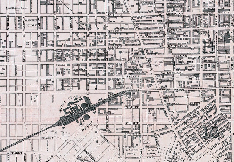 1851 Map of Baltimore Maryland - Etsy