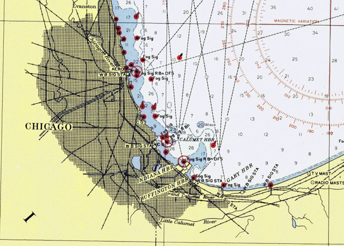 1957 Nautical Map of Lake Michigan - Etsy