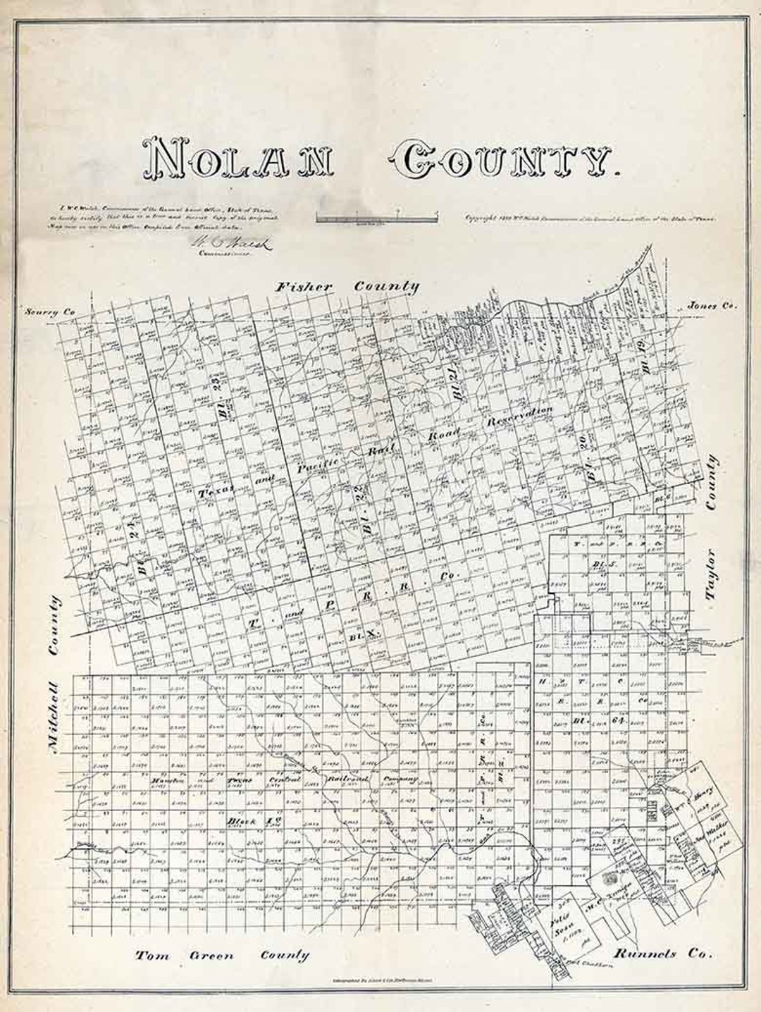 1880 Farm Line Map of Nolan County Texas - Etsy