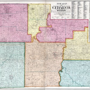 1897 Farm Line Map of Cedar County Missouri Stockton - Etsy