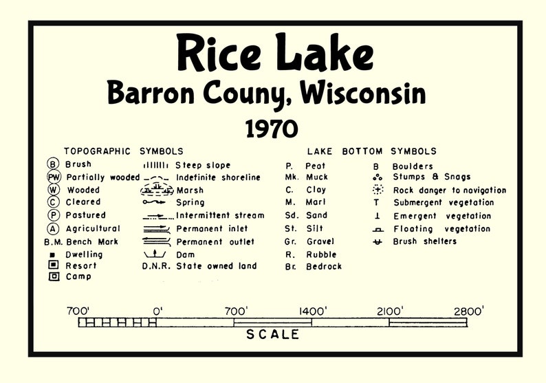 1970 Map of Rice Lake Barron County Wisconsin - Etsy