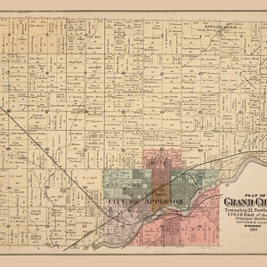 1889 Map of Grand Chute Township Outagamie County Wisconsin - Etsy