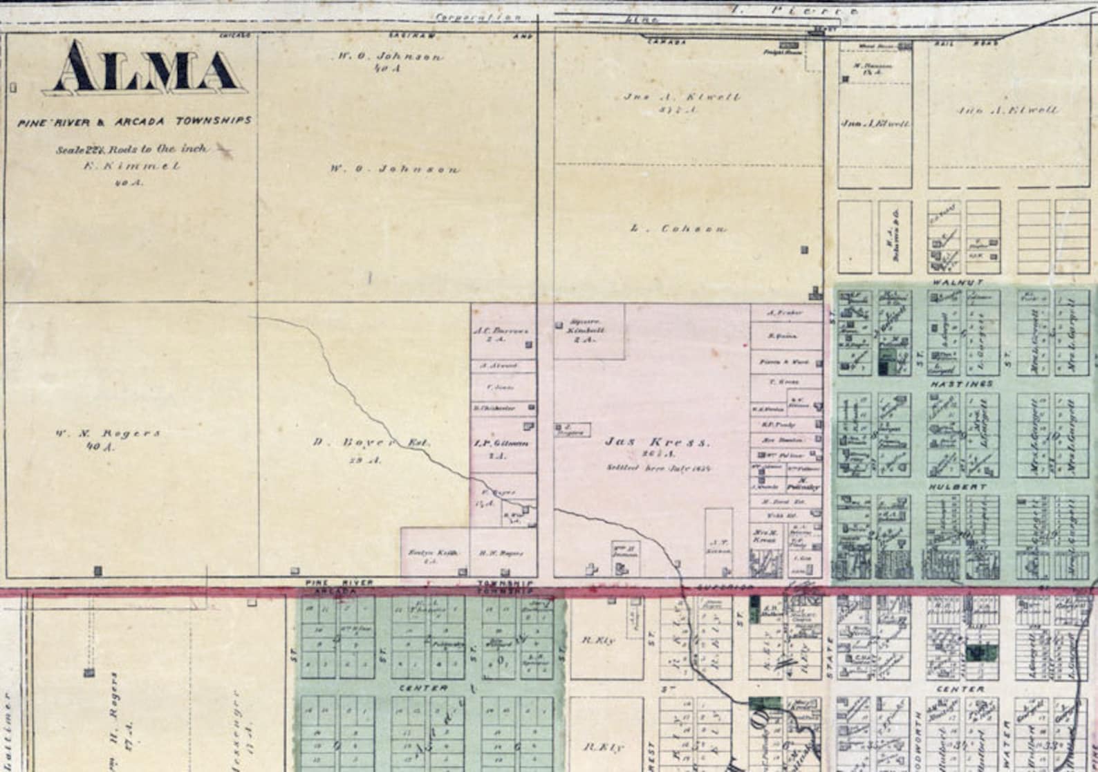 1876 Map of Gratiot County Michigan | Etsy