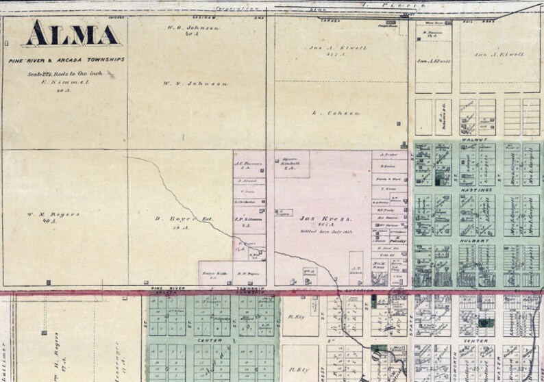 1876 Map of Gratiot County Michigan | Etsy