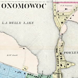 1873 Town Map of Oconomowoc Waukesha County Wisconsin - Etsy