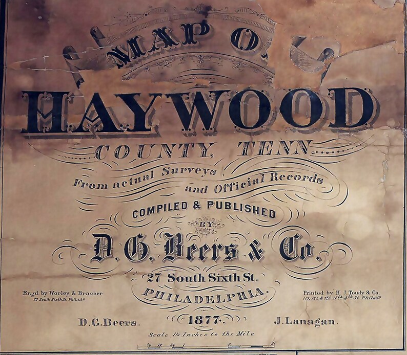 1877 Map of Haywood County Tennessee - Etsy UK