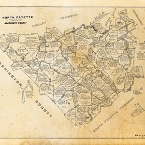 North Fayette Township Allegheny County Pennsylvania Warrantee Map - Etsy
