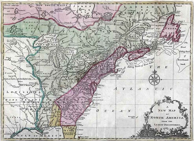 1763 Map of North America - Etsy