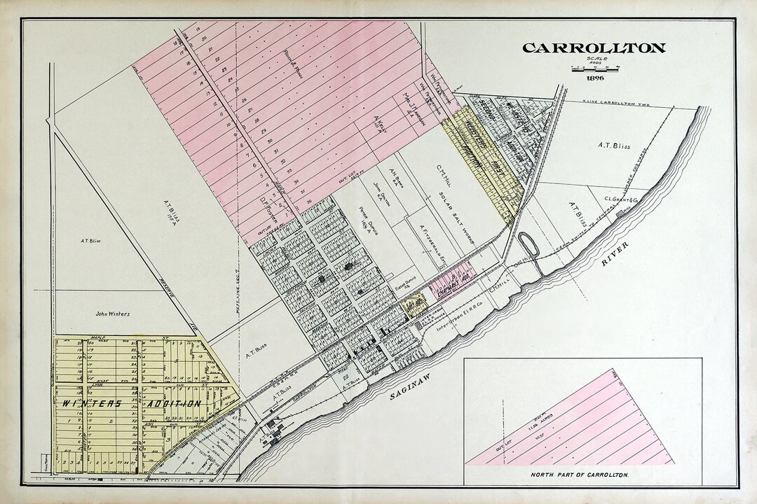 1896 Map of Carrollton Saginaw County Michigan - Etsy
