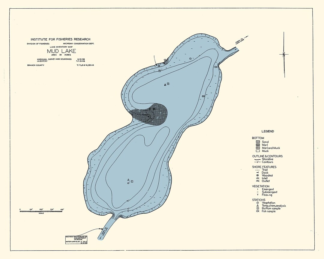 1948 Map of Mud Lake Branch County Michigan - Etsy