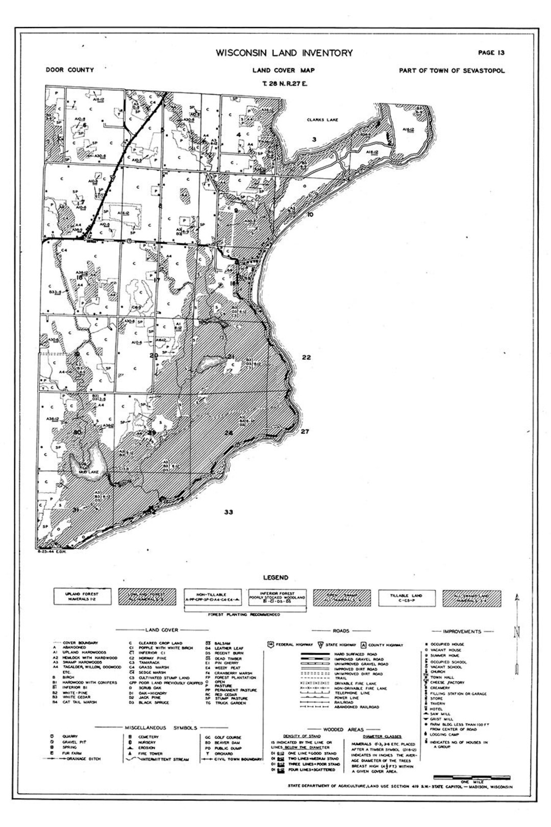 1942 Town Map of Sevastopol Door County Wisconsin - Etsy