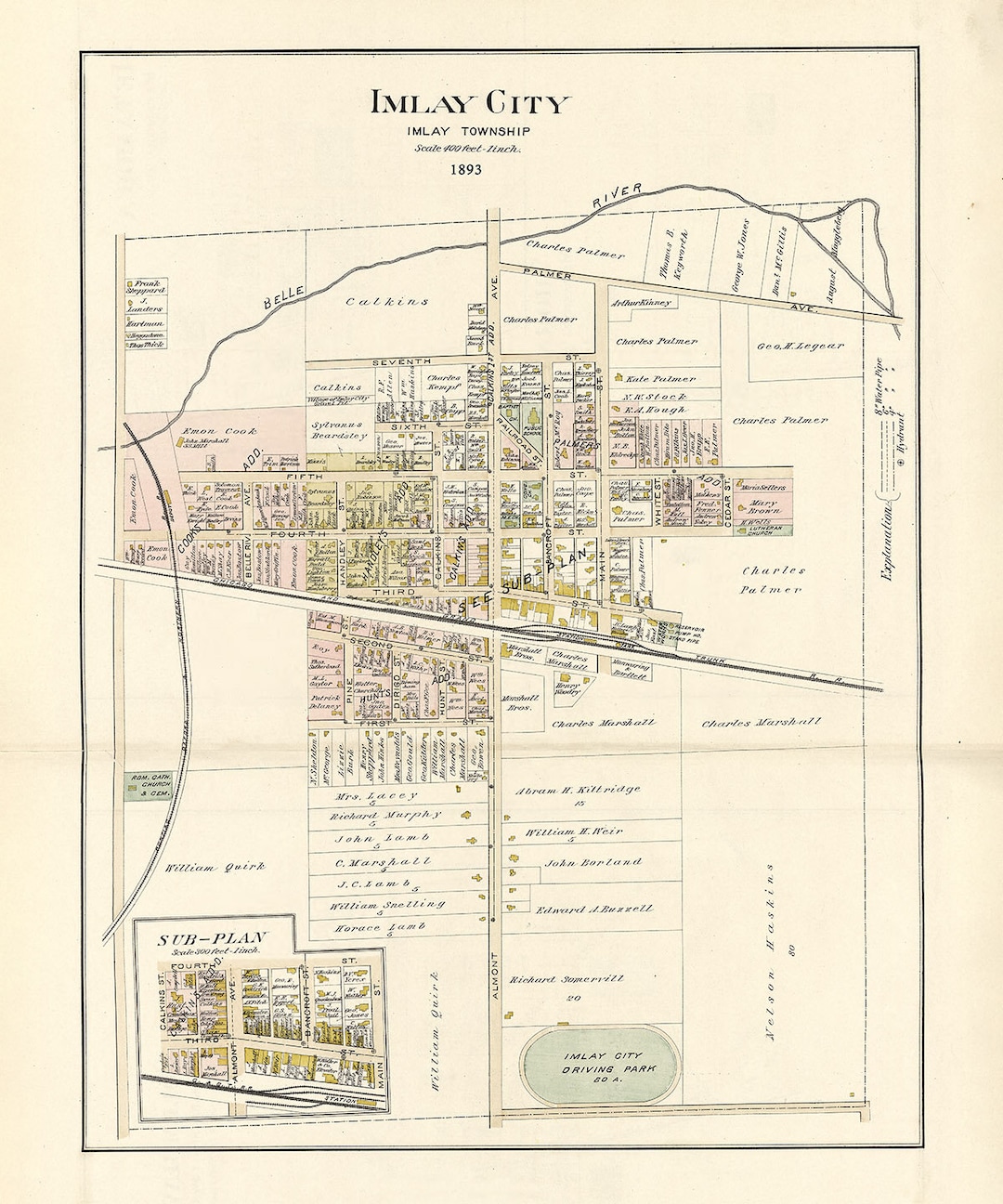 1893 Map of Imlay City Lapeer County Michigan - Etsy